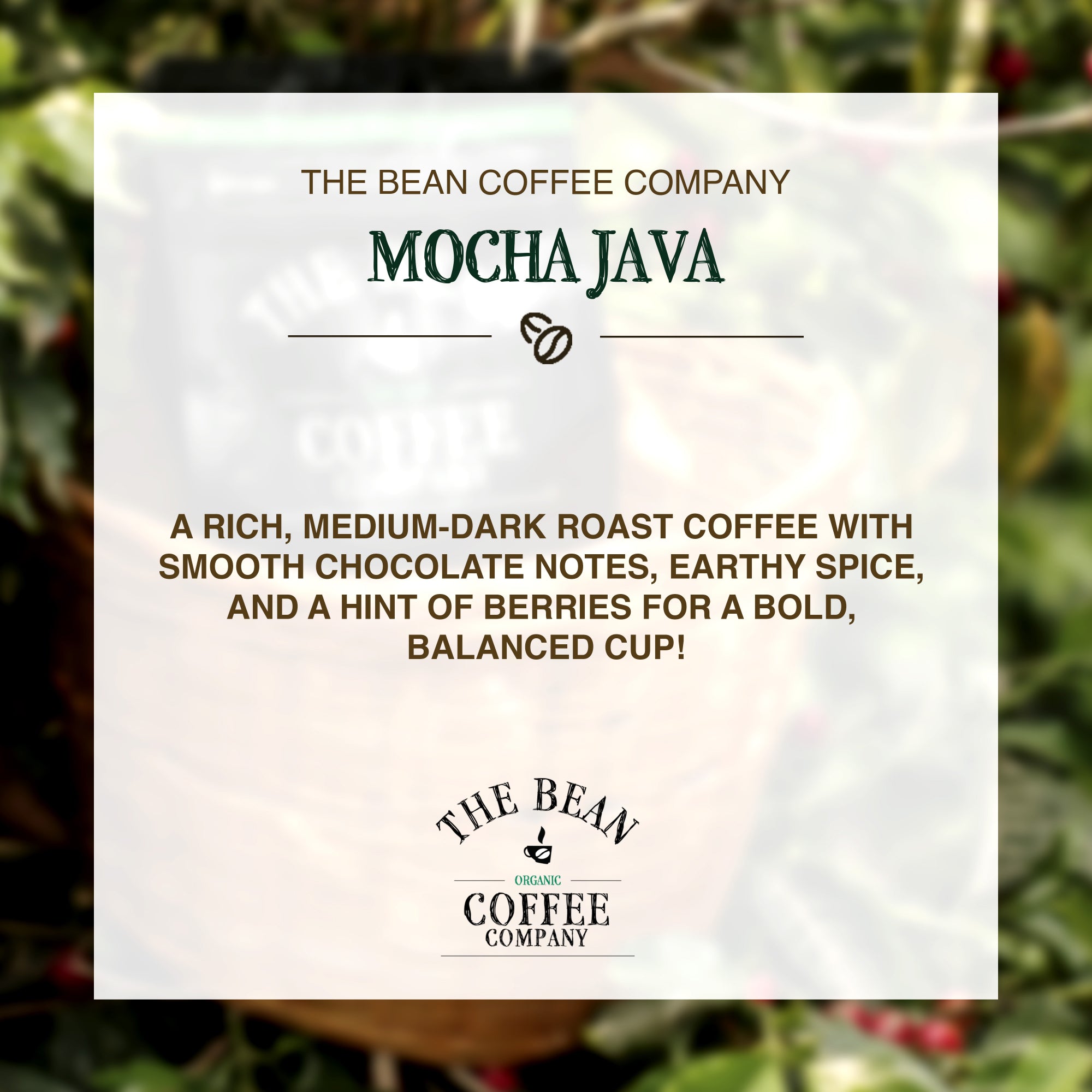Organic Mocha Java Coffee - The Bean Coffee Company