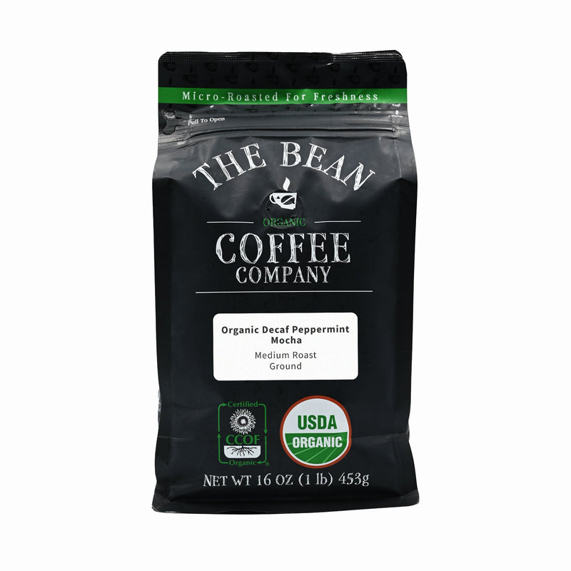 DECAF Organic Peppermint Mocha Flavored Coffee - The Bean Coffee Company